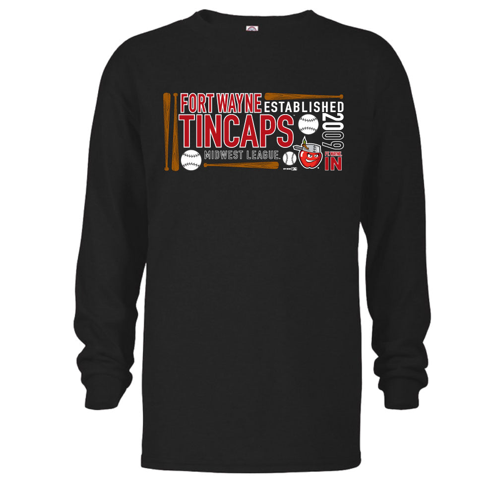 Fort Wayne TinCaps Detailed L/S Black Youth Tee – Fort Wayne TinCaps ...